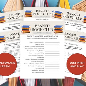 Printable Banned Books Games Bundle: Icebreakers, Puzzles, Questions ...