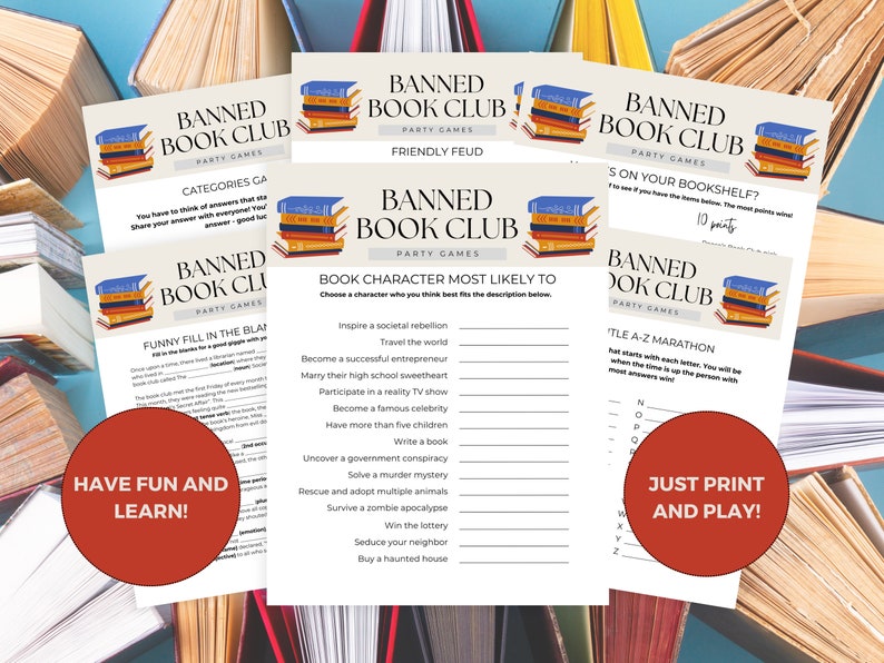 Printable Banned Books Games Bundle: Icebreakers, Puzzles, Questions ...