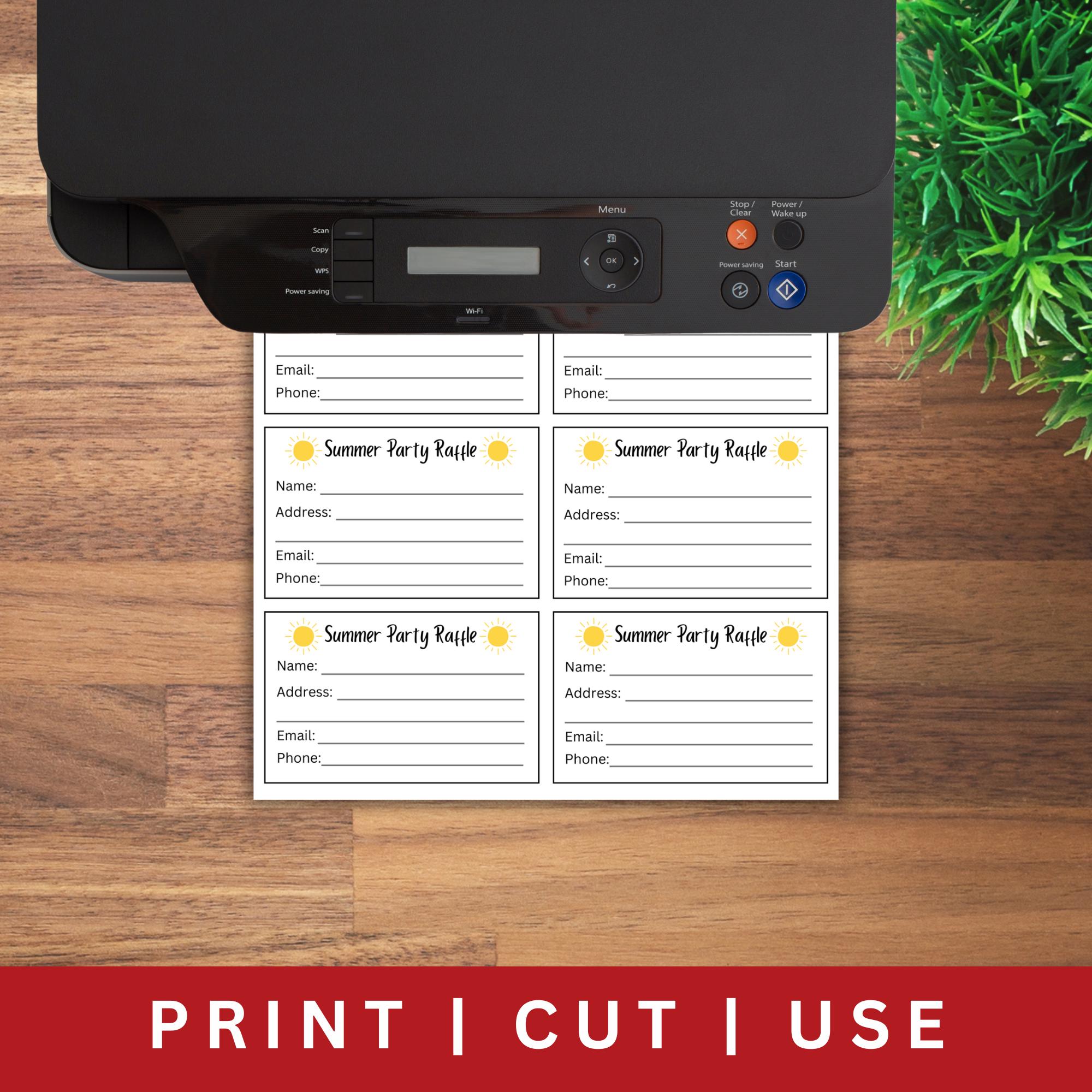 Editable Summer Party Raffle Ticket Template, Corporate Fundraising ...