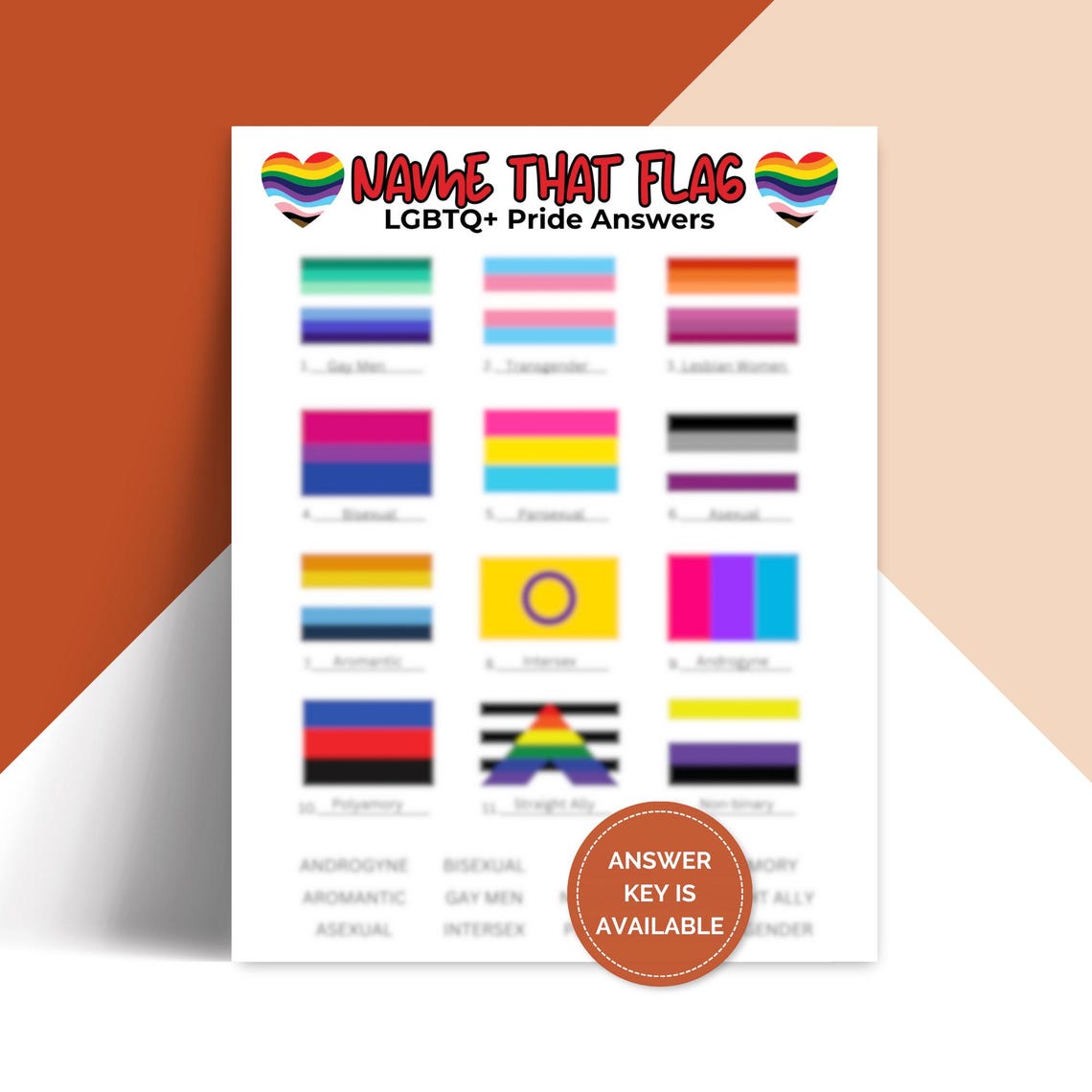Printable LGBTQ Pride Flags Matching Trivia Game, Pub Trivia Night ...