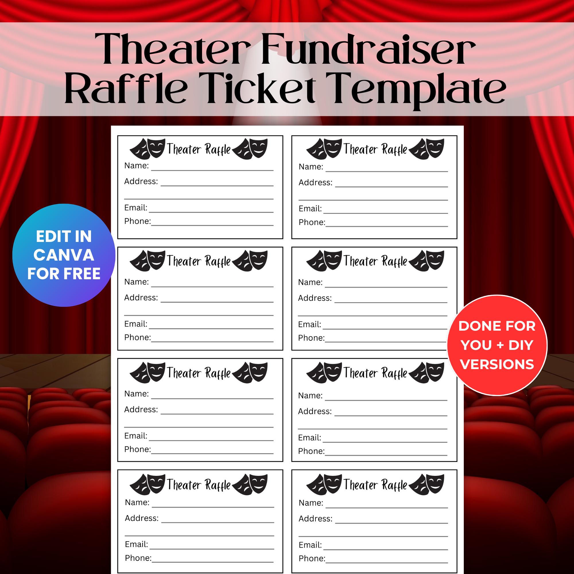 Editable Theater Raffle Ticket Template, Theatre Fundraising Event ...