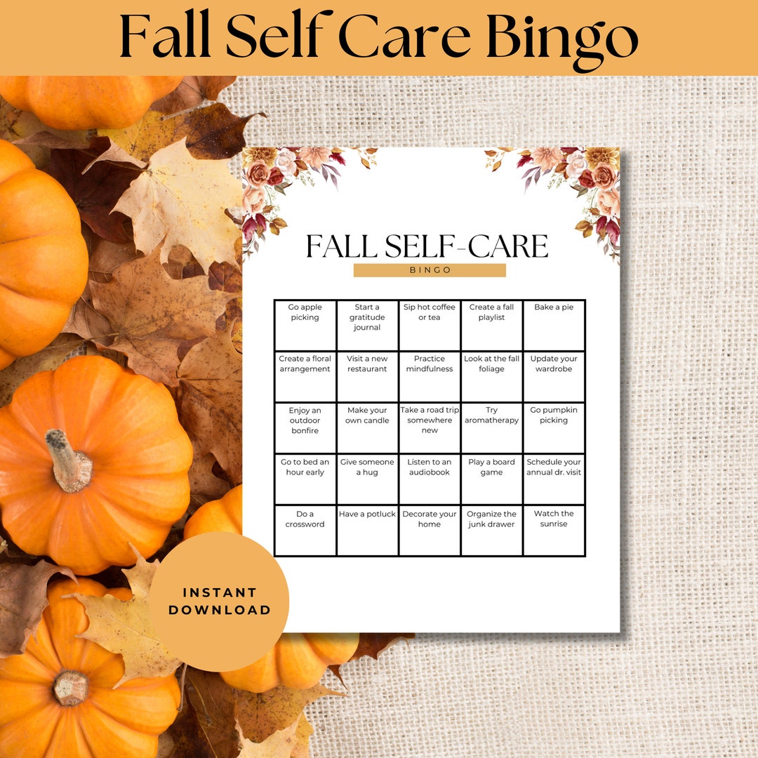 Printable Self Care Fall Wellness Bingo Card for Therapy Tools and Self ...