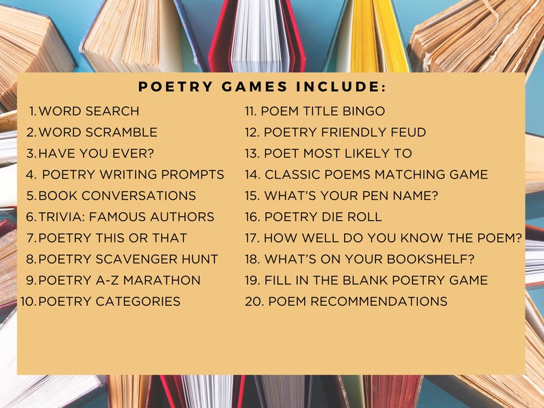 Ultimate Printable Poetry Games Bundle: Icebreakers, Puzzles, Questions ...