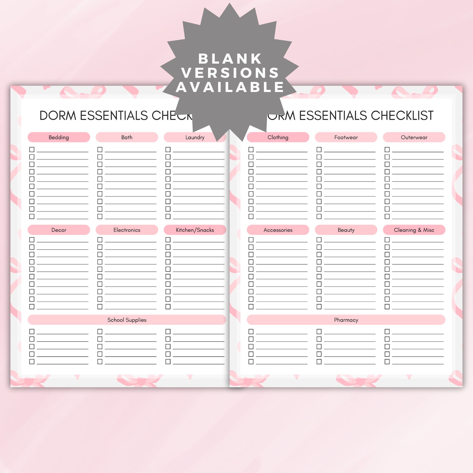 Printable Dorm Room Essentials Checklist - A Pink Bow Coquette ...