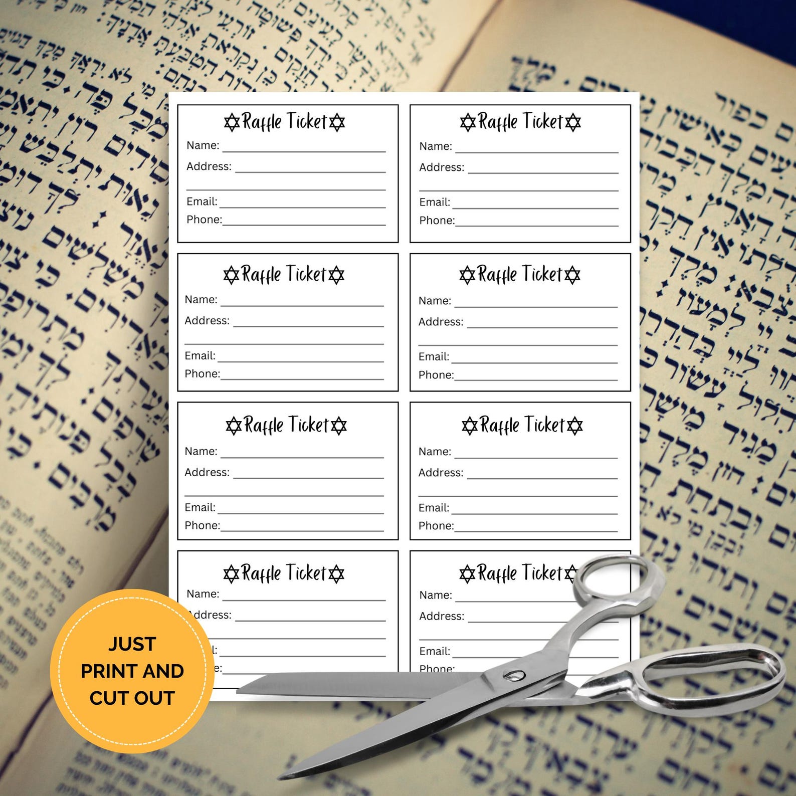Editable Temple Raffle Ticket Template, Fundraising Event Ideas, Jewish ...