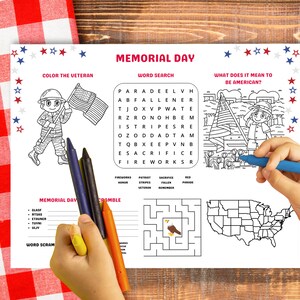 Printable Memorial Day Games Paper Placemat - Summer Fun for Everyone ...