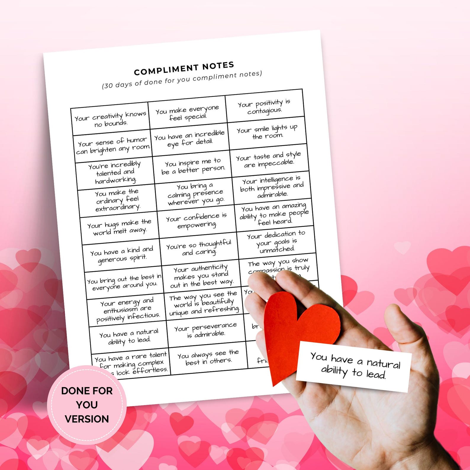 Editable Mini Compliment Notes for World Compliment Day, Anniversaries ...
