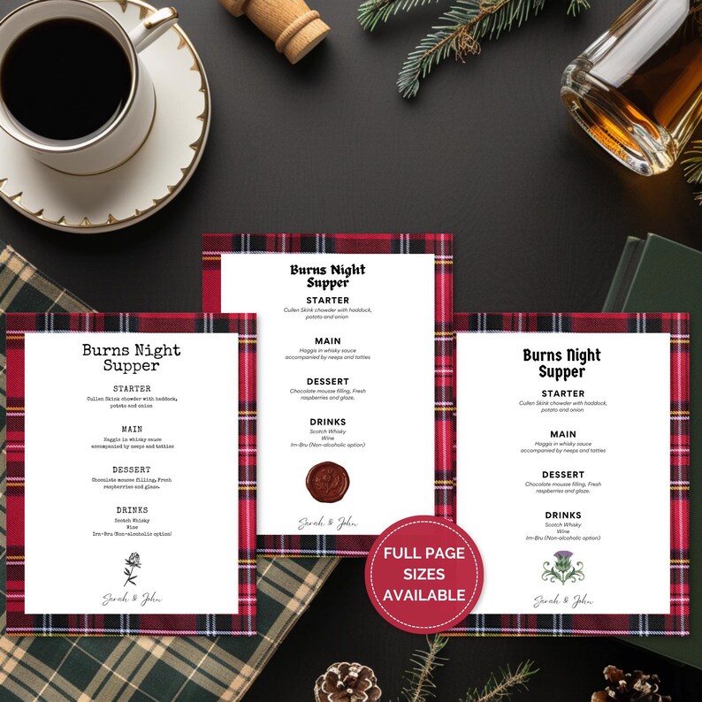 Editable Robert Burns Night Supper Kit With Menu Card Template and ...