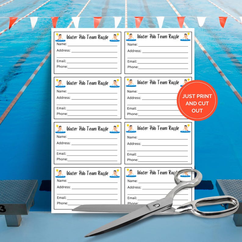 Editable Swim Team Raffle Ticket Template for Swim Moms, Water Polo ...