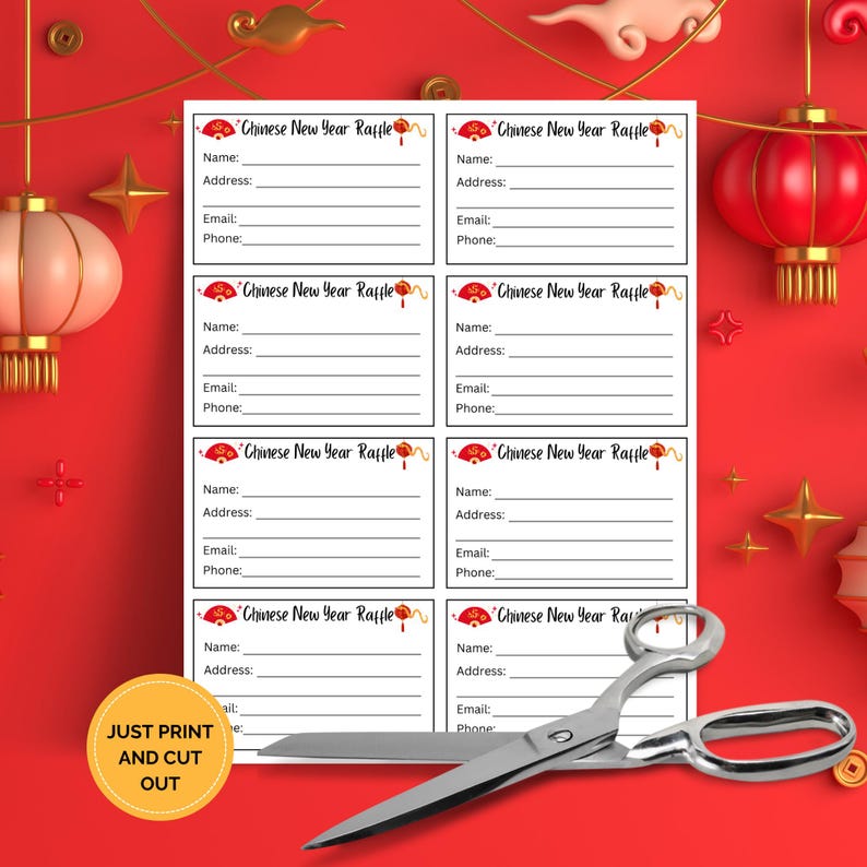 Printable Lunar New Year Raffle Tickets, Chinese New Year Fundraising ...