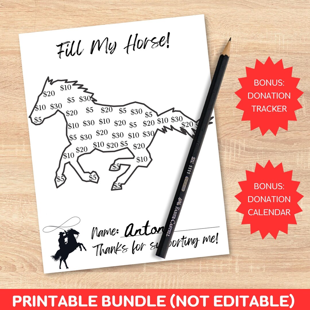 Printable Equestrian Fundraiser Bundle With Pick a Date Donation ...