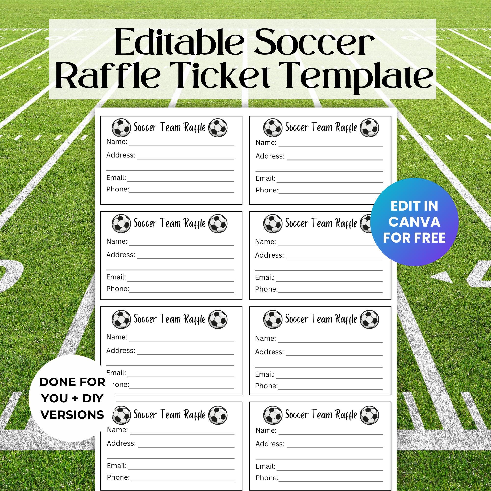 Editable Soccer Raffle Ticket Template, Fundraising Event, School PTO ...
