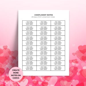 Editable Mini Compliment Notes for World Compliment Day, Anniversaries ...