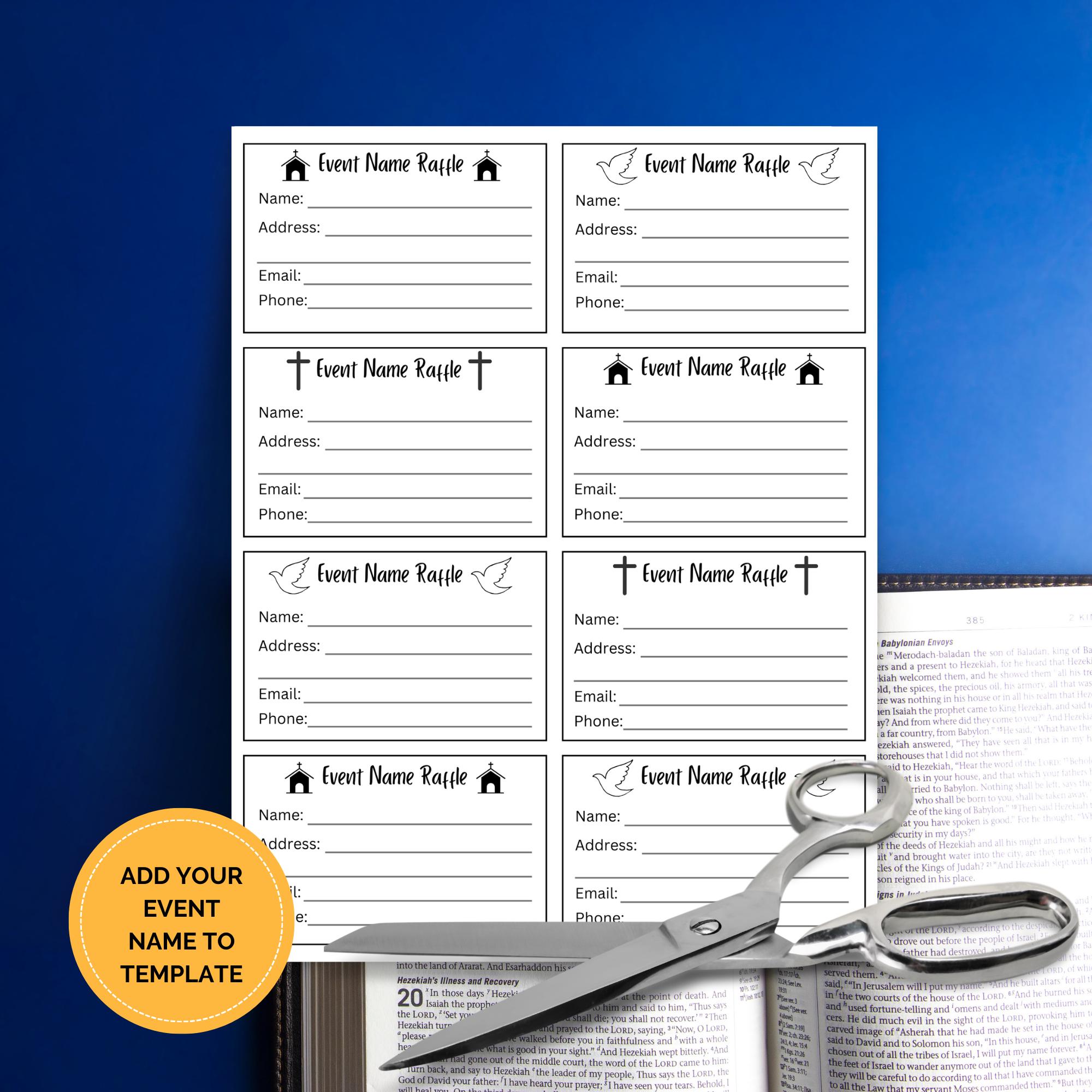 Editable Church Raffle Ticket Template, Fundraising Event Ideas, Womens ...