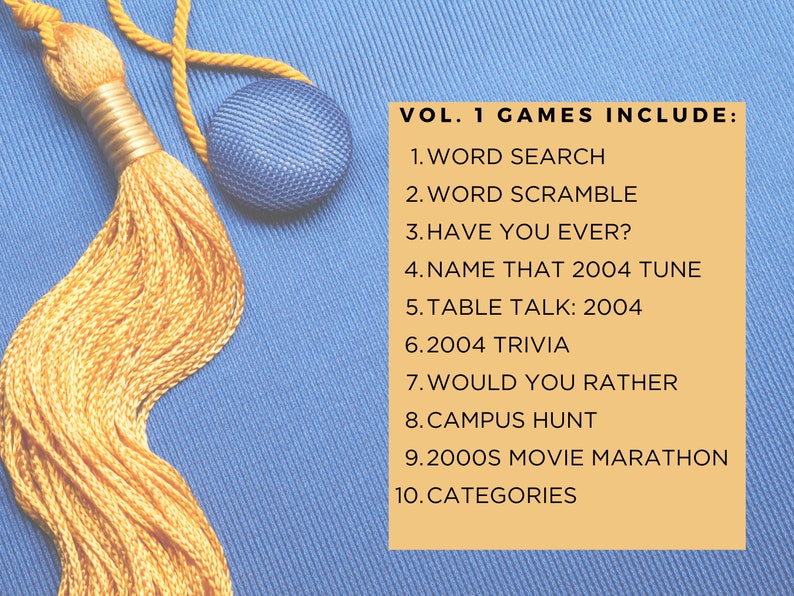 Printable Class of 2004 Class Reunion Games, High School Reunion, Class ...