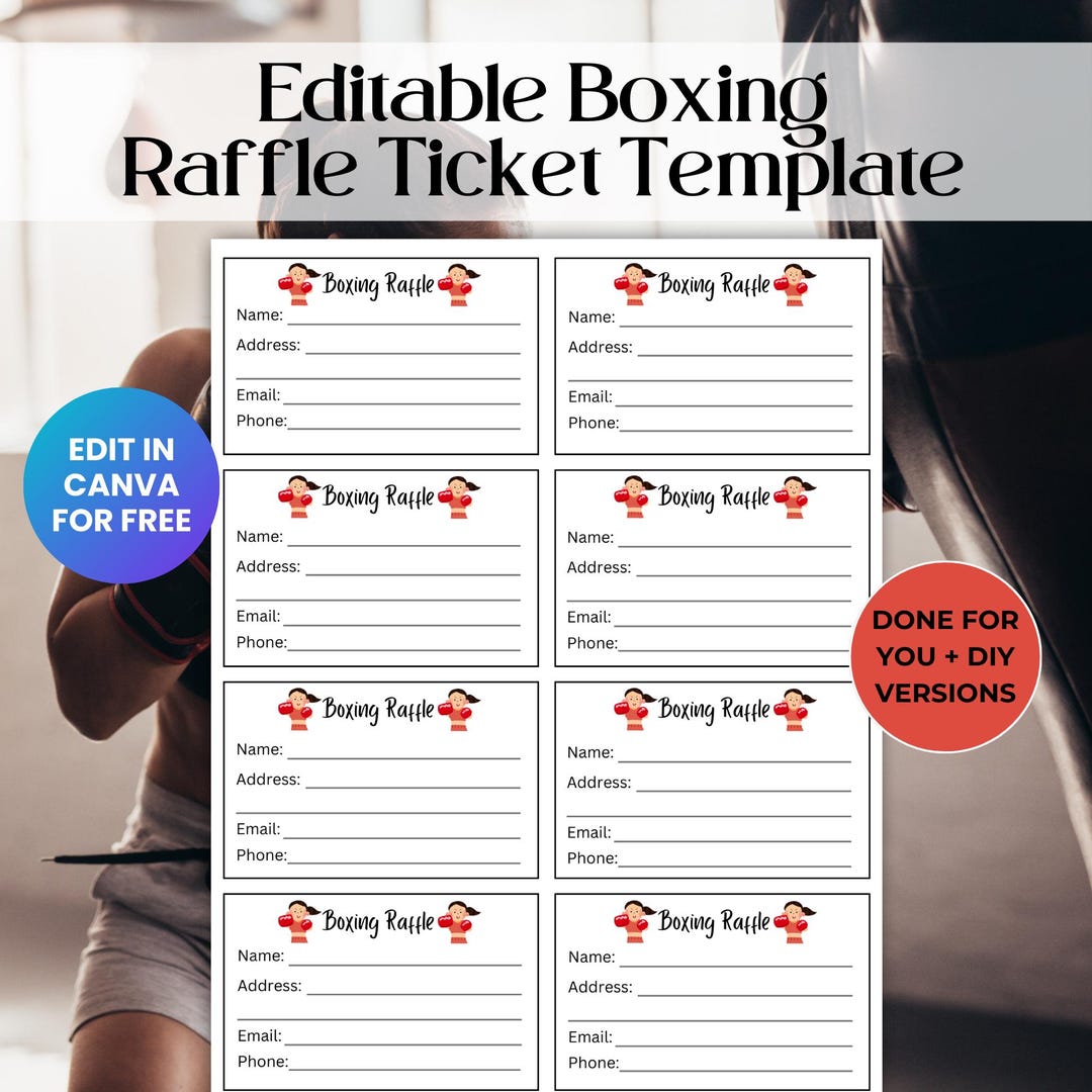 Editable Boxing Raffle Ticket Template, Fundraising Event, Boxing Gym ...