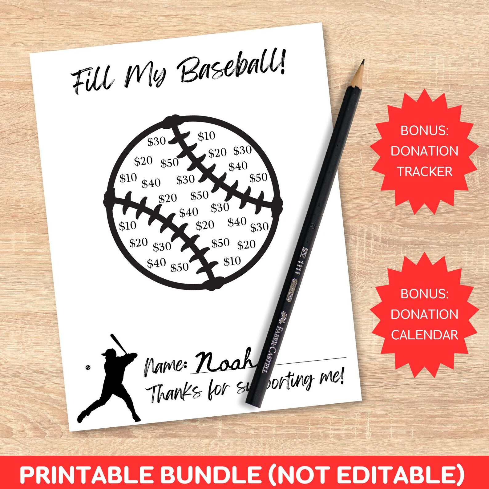 Printable Fill My Baseball Fundraiser Bundle for Baseball Moms and ...