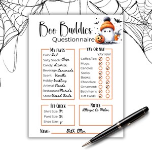 Printable Boo Buddy Questionnaire With Bonus You've Been Booed Gift ...