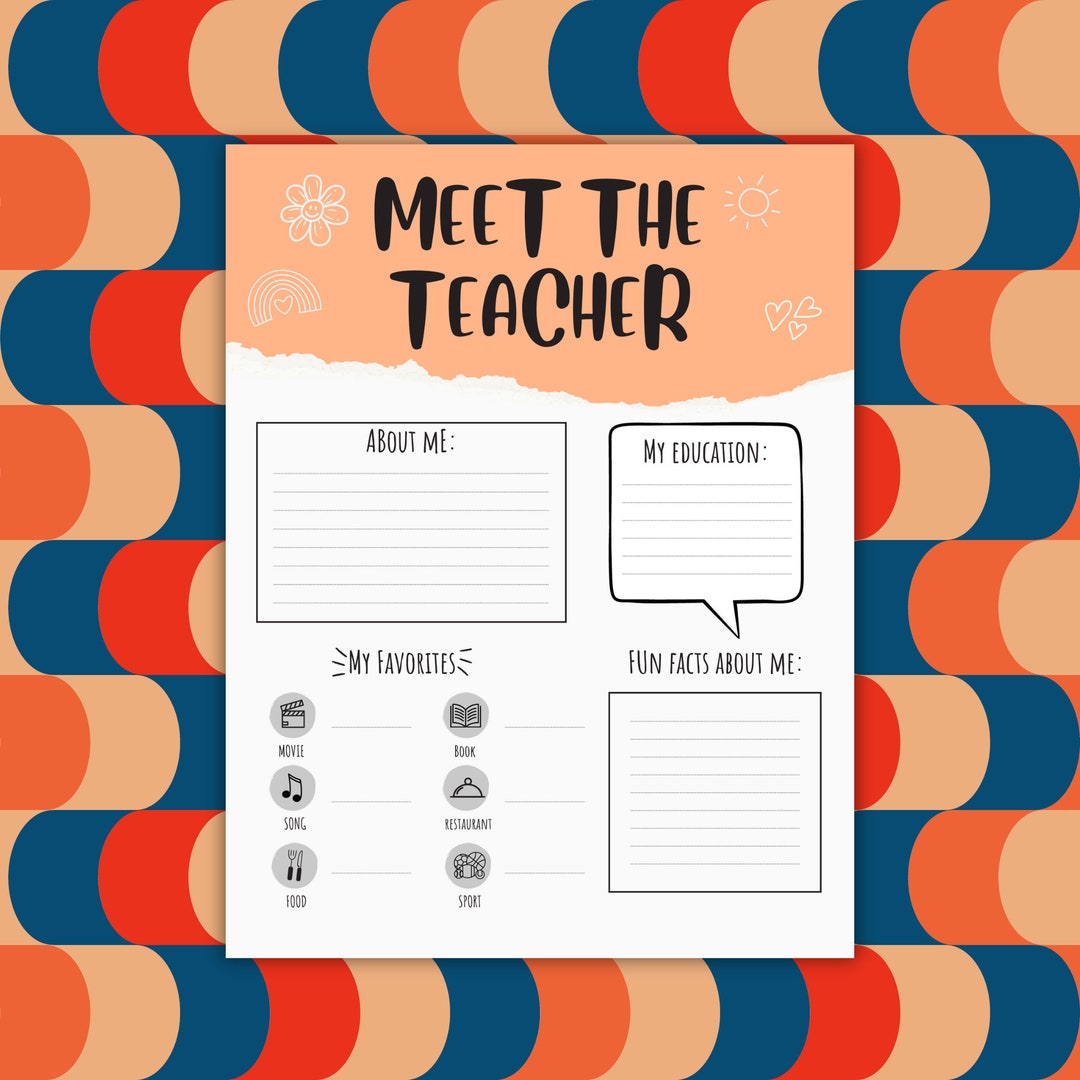 Groovy Meet the Teacher Template Fillable PDF, Get to Know Teacher, All ...
