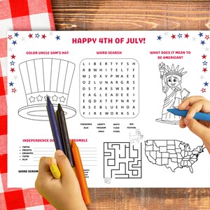 4th of July Printable Paper Placemats: Toddler-friendly Coloring Fun ...