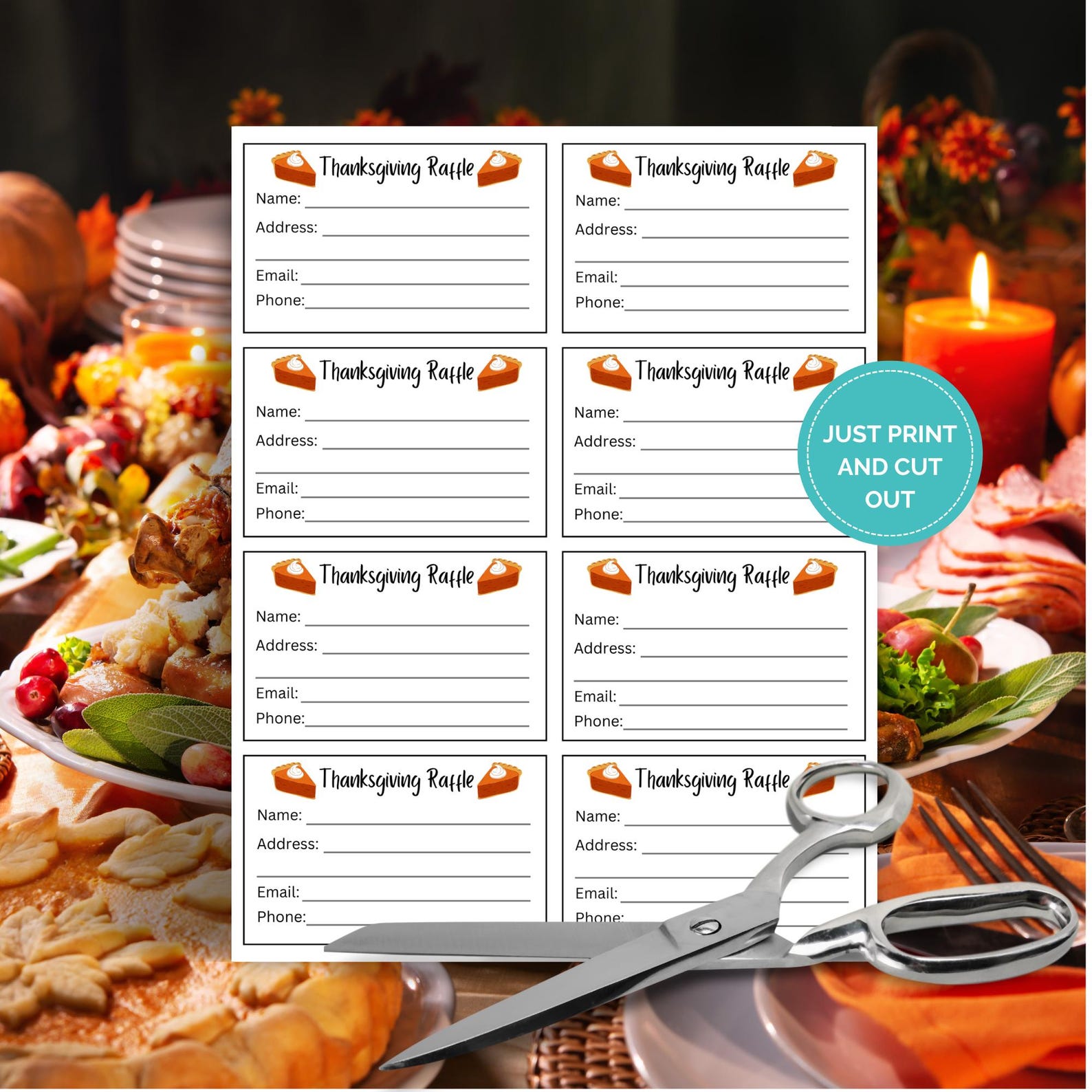 Editable Thanksgiving Raffle Ticket Template, Fundraising Event, School ...