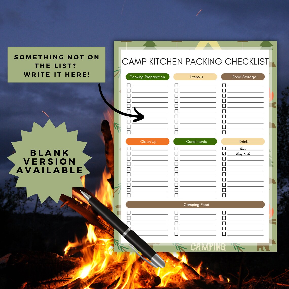 Printable Camping Essentials Checklist, Camping Packing Checklist ...