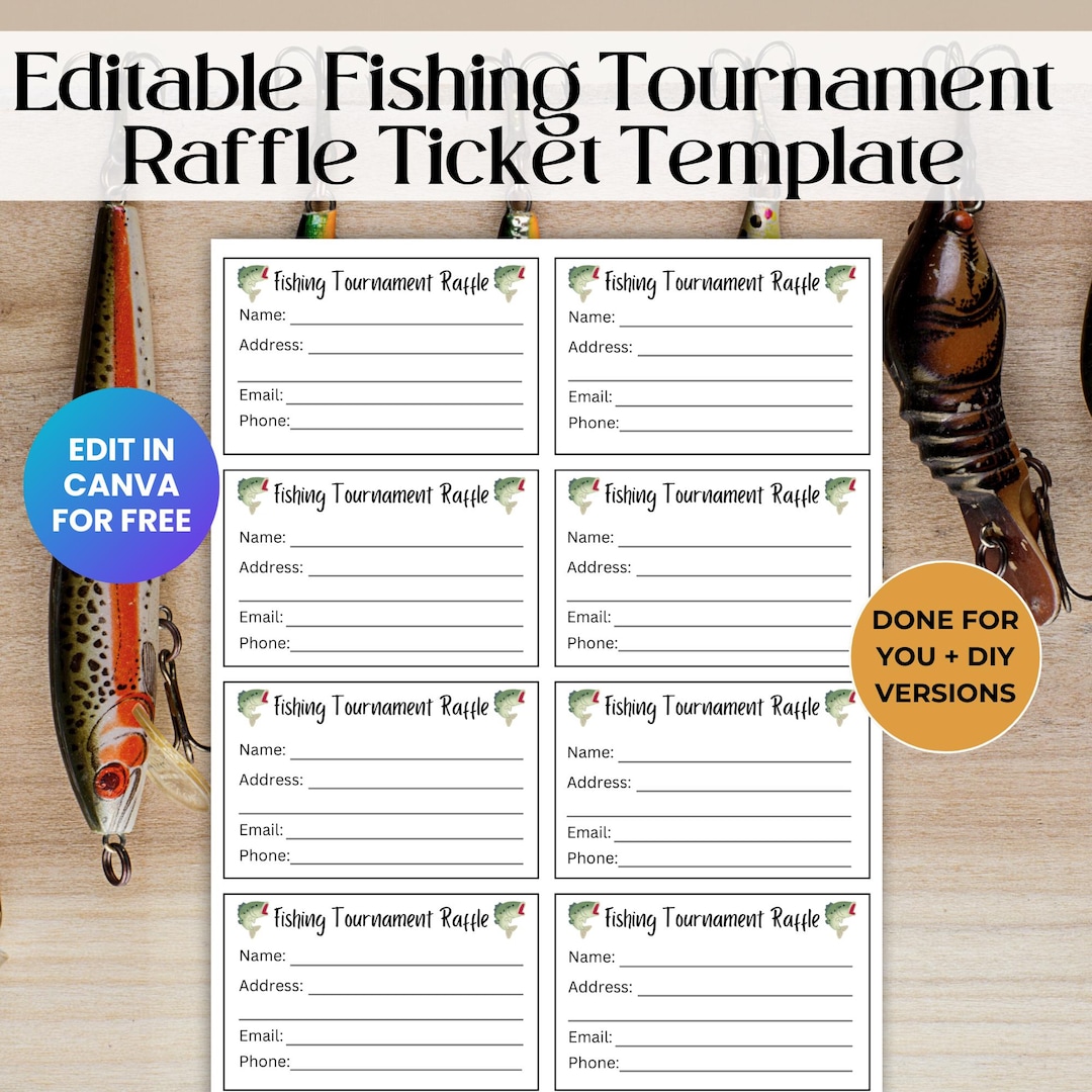 Editable Fishing Tournament Fundraiser Raffle Ticket Template, Bass ...