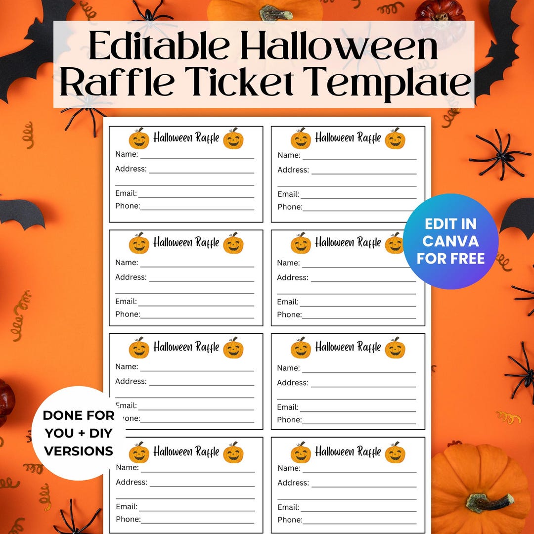 Editable Halloween Raffle Ticket Template, Fundraising Event, School ...