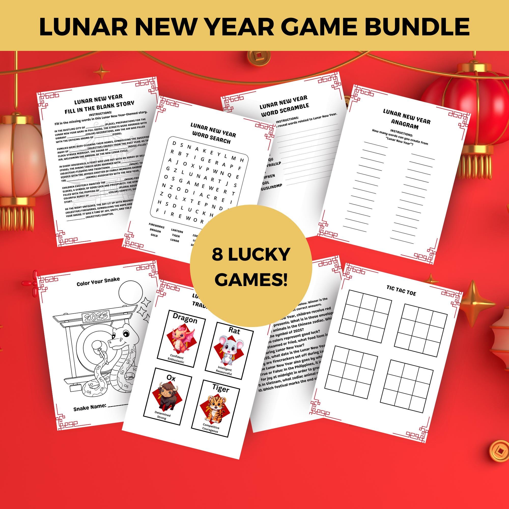 Printable Lunar New Year 2025 Activity Bundle, Chinese New Year, Year ...