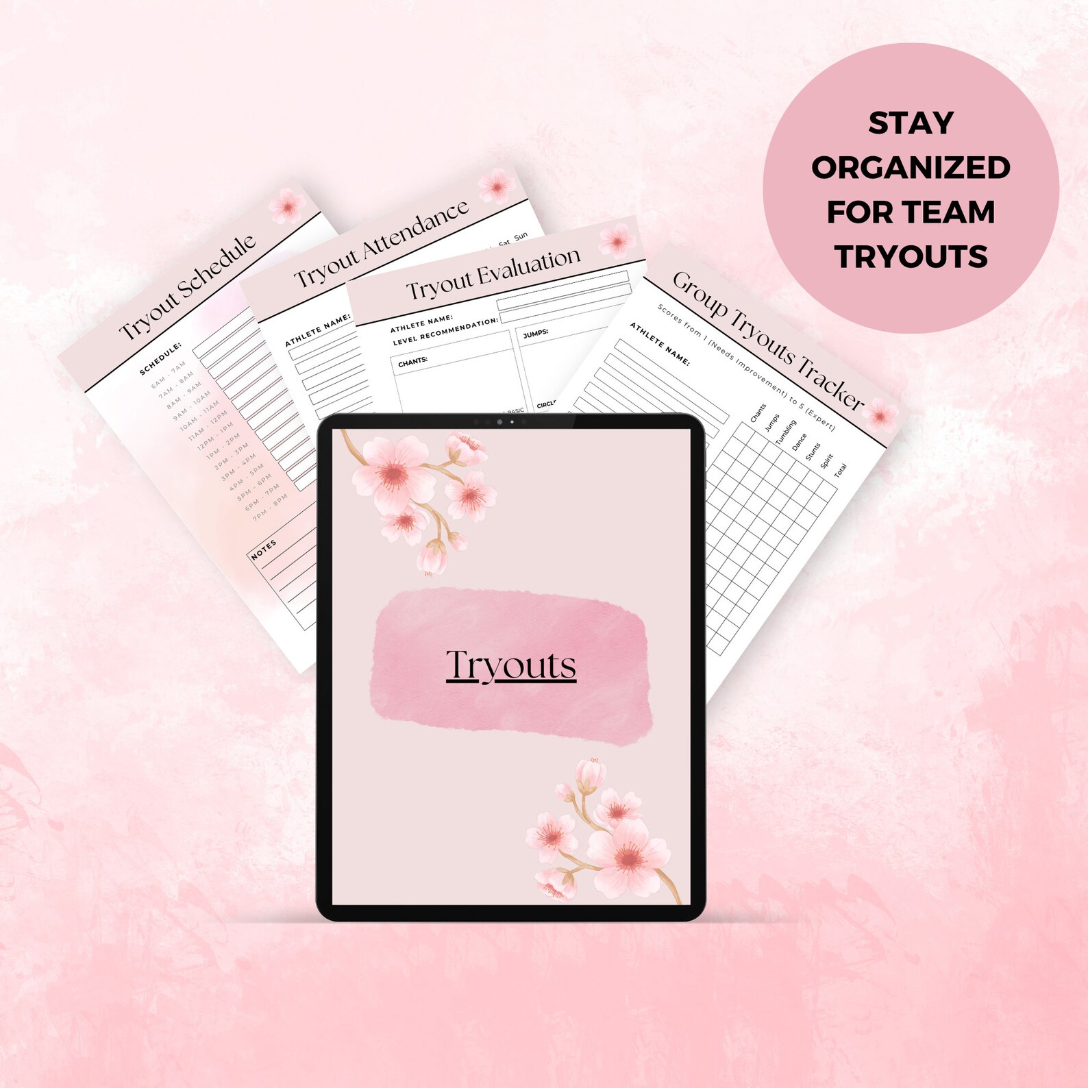 Pink Digital Goodnotes Cheer Coach Planner With Coaching Templates ...