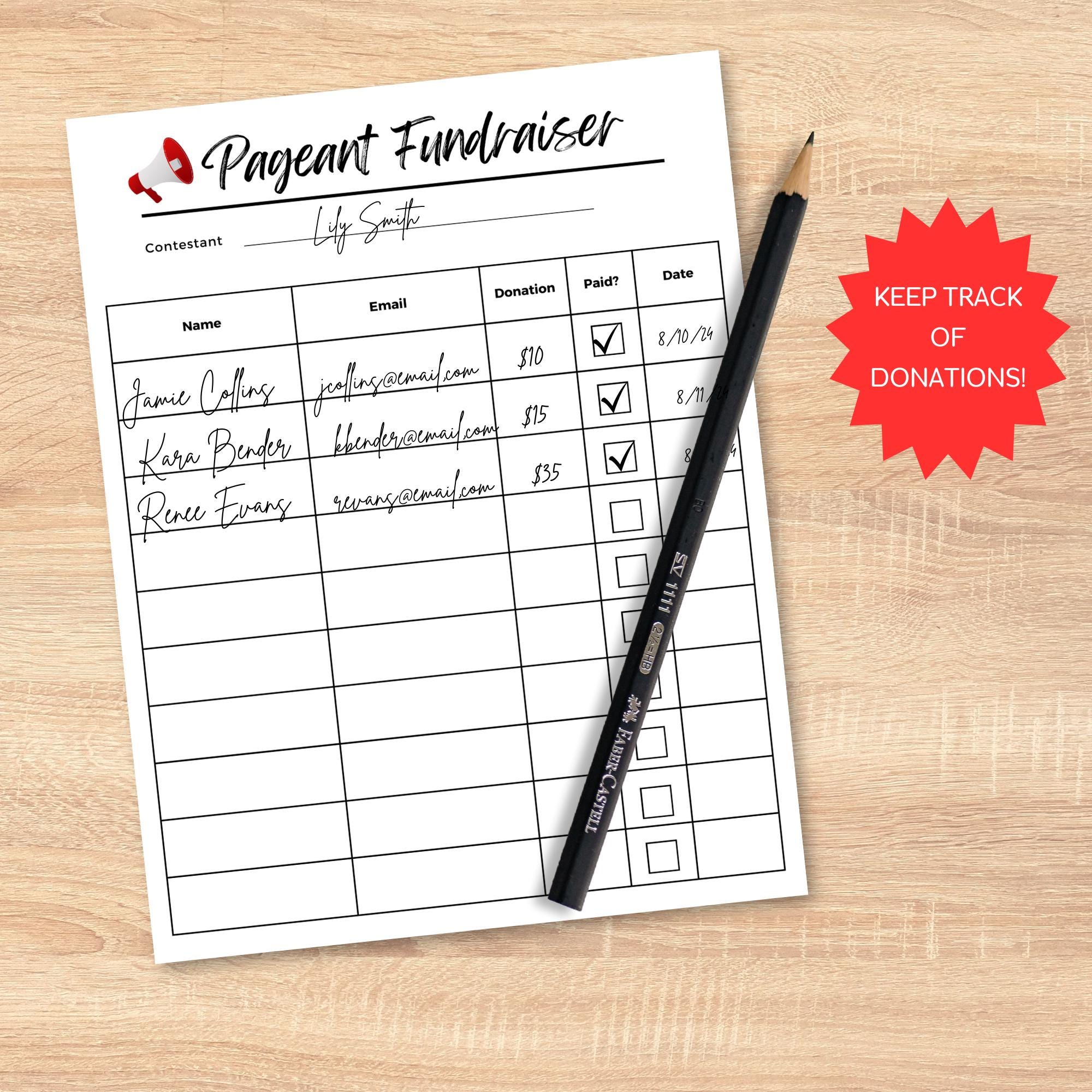 Printable Fill My Pageant Crown Fundraiser Bundle, Fundraiser Calendar ...