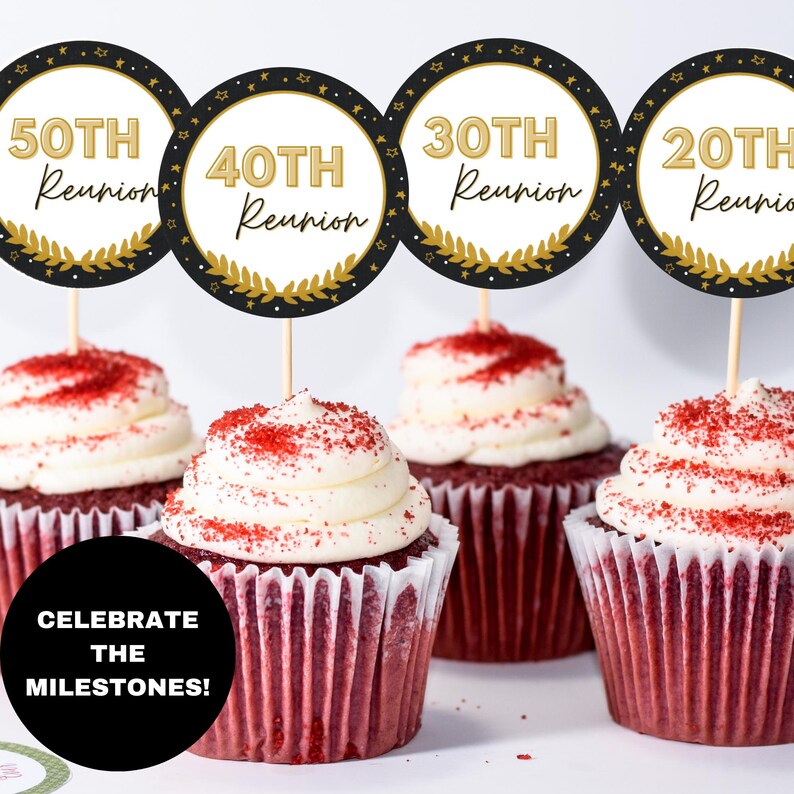 Printable Class Reunion Cupcake Toppers, Class Reunion Decor, High ...