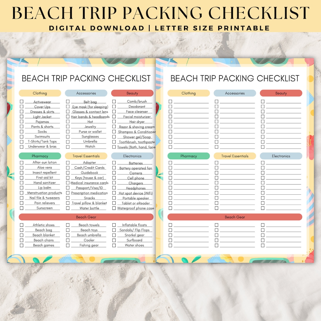 Printable Family Beach Vacation Packing Checklist for All Your Travel ...