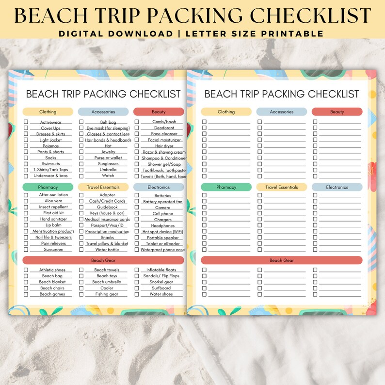 Printable Family Beach Vacation Packing Checklist for All Your Travel ...