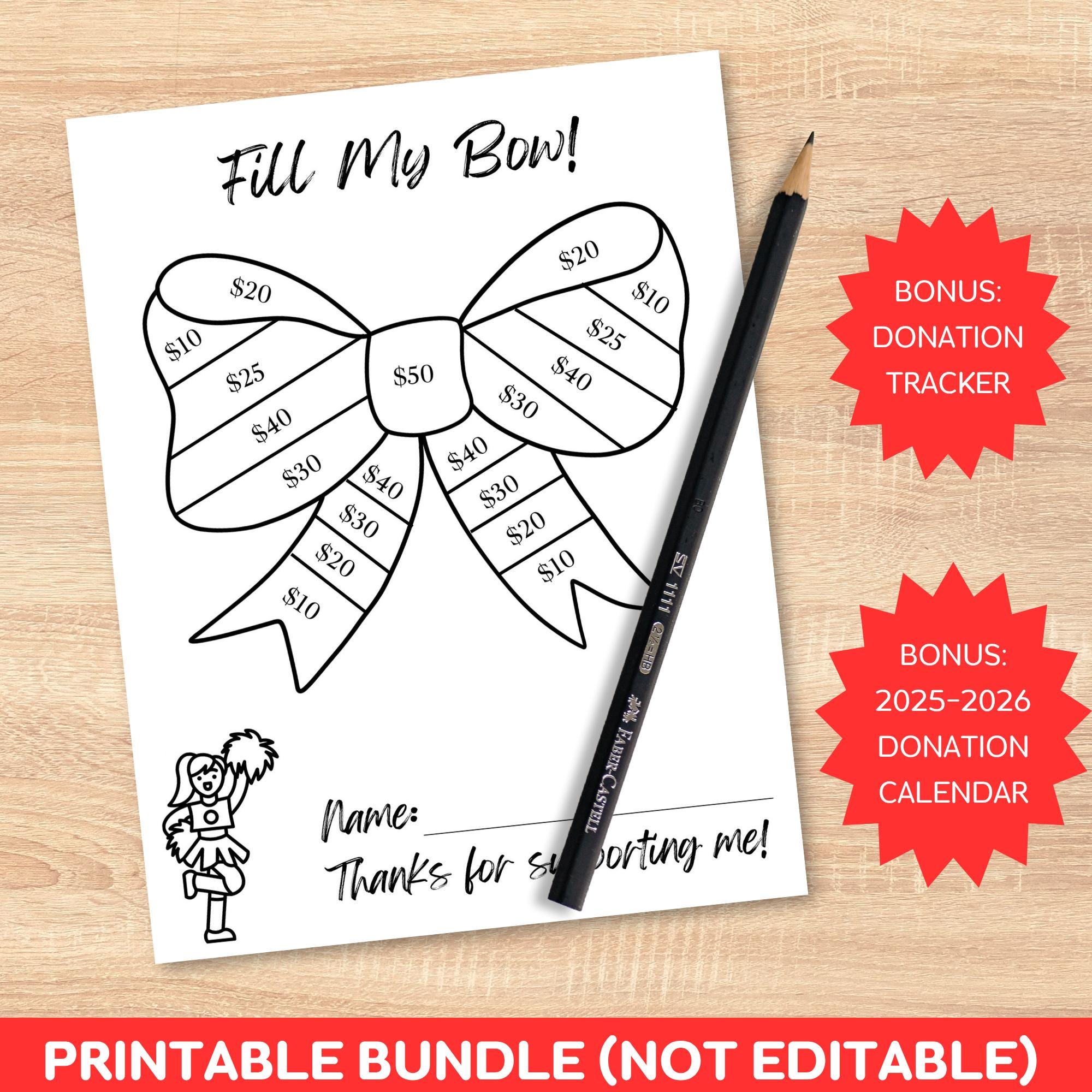 Printable Fill My Bow Fundraiser Bundle, Cheer Bow Fundraiser ...