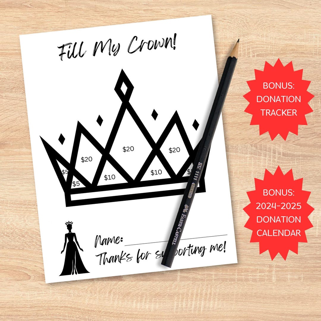 Printable Fill My Pageant Crown Fundraiser Bundle, Fundraiser Calendar ...
