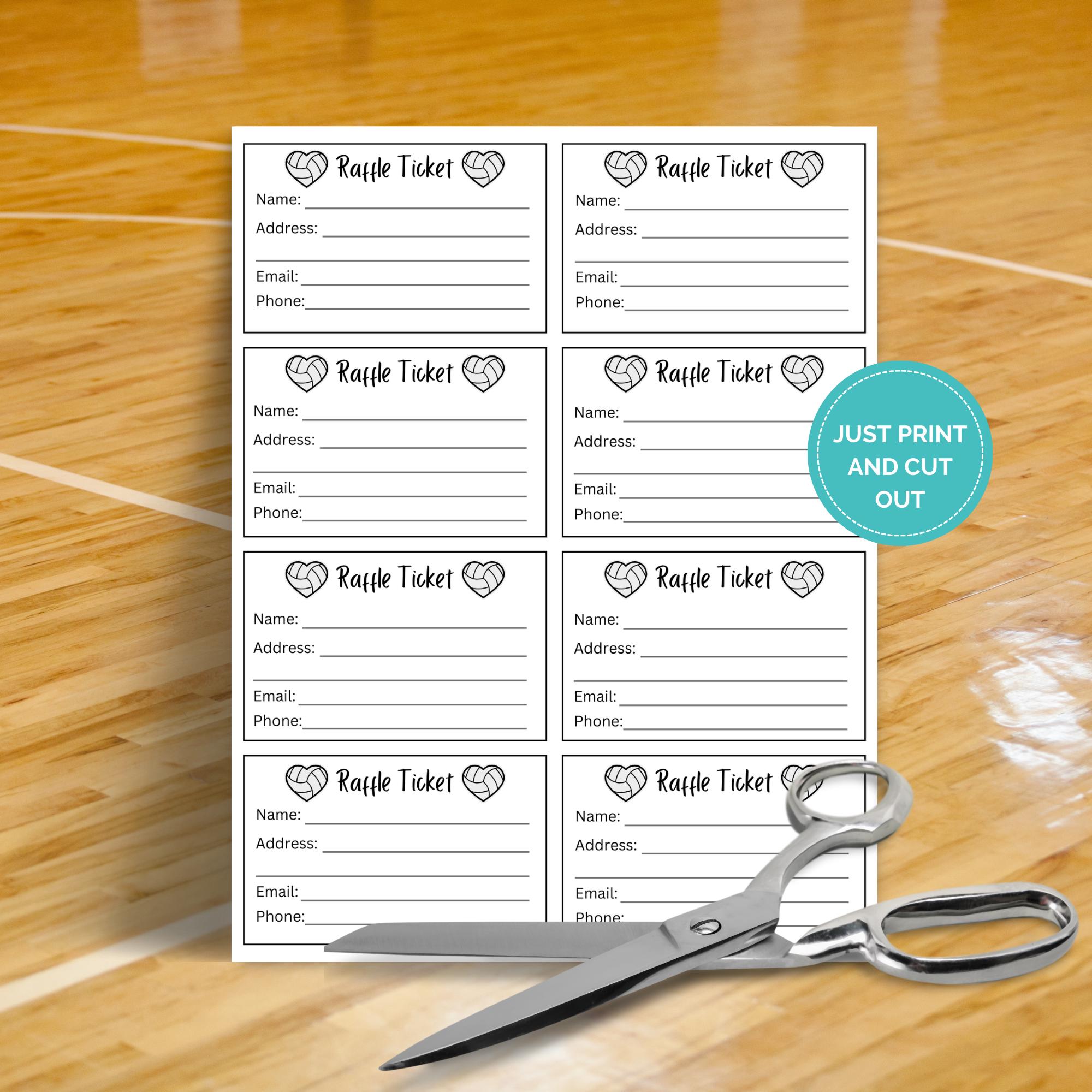 Editable Volleyball Raffle Ticket Template, Fundraising Event, School ...