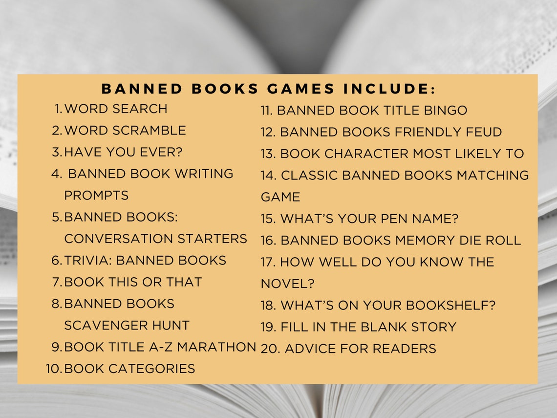Printable Banned Books Games Bundle: Icebreakers, Puzzles, Questions ...