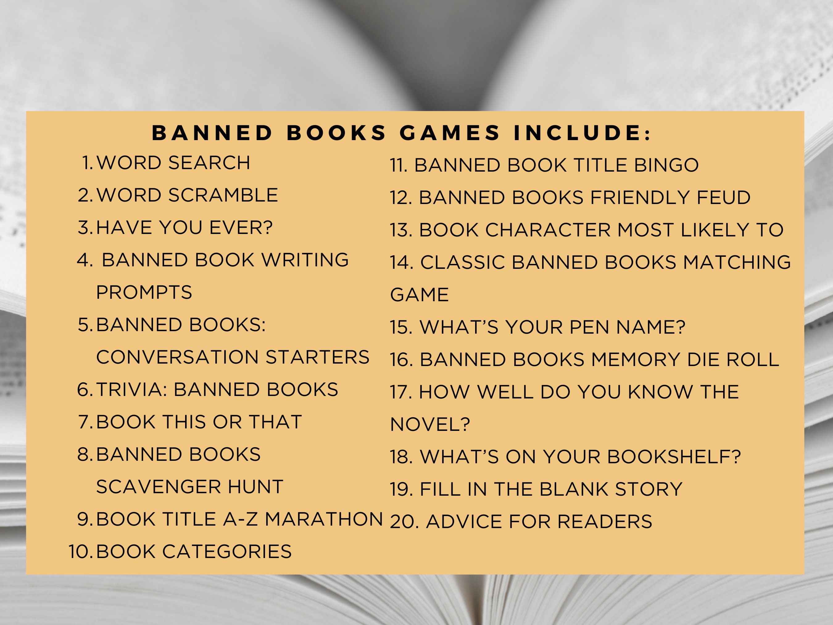 Printable Banned Books Games Bundle: Icebreakers, Puzzles, Questions ...