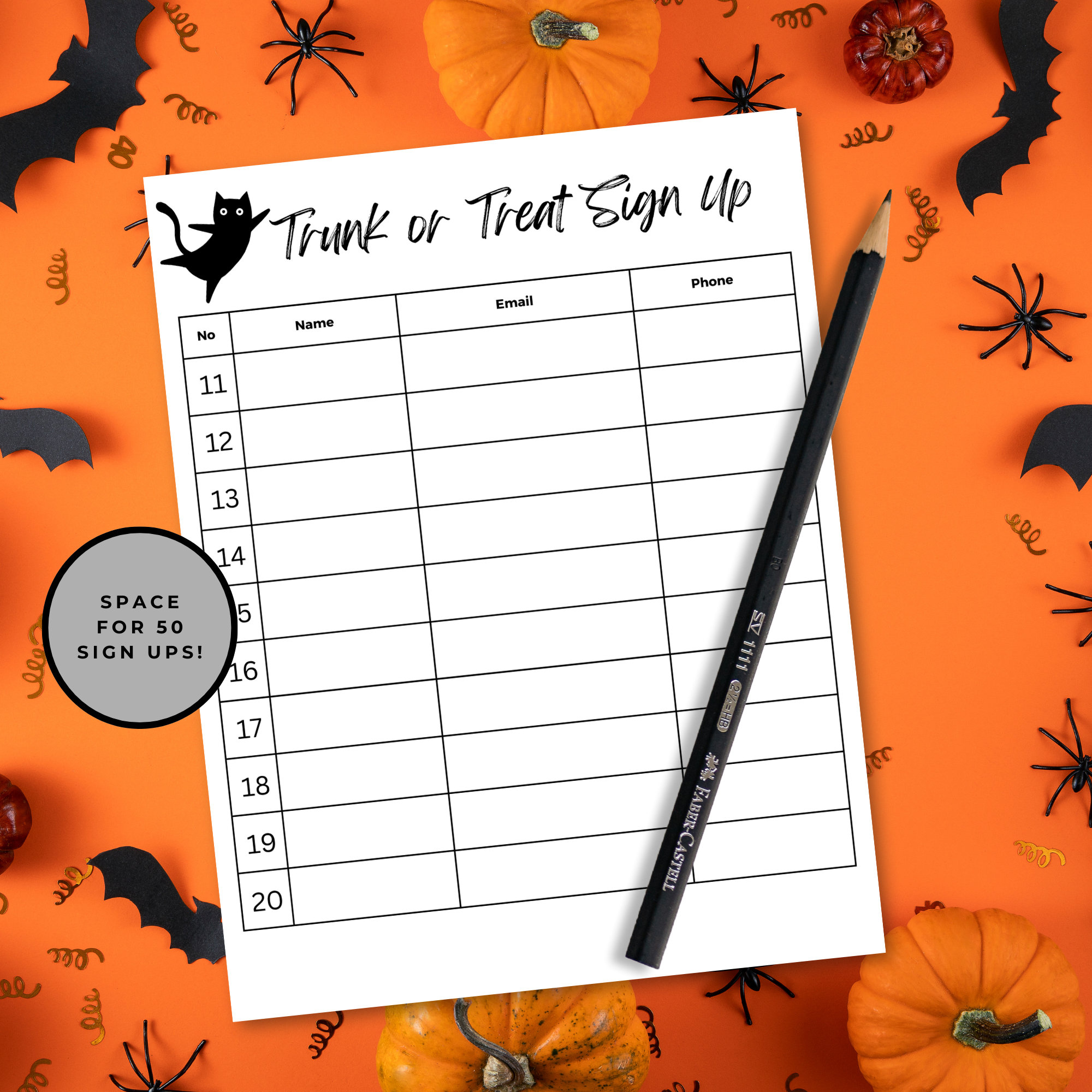 Printable Trunk or Treat Sign up Sheet Bundle for a Fun Kids Halloween ...