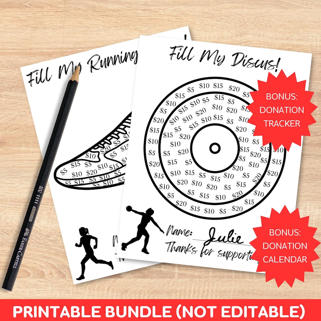 Printable Track and Field Fundraising Bundle: Fill My Running Shoes ...