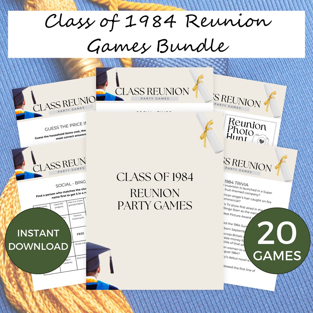 Printable Class of 1984 Class Reunion Games, High School Reunion, 40th ...