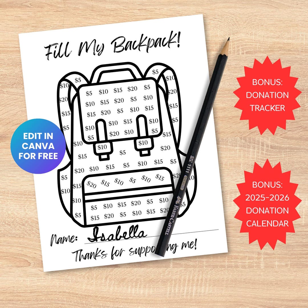 Editable Field Trip Fundraising Bundle: Fill My Backpack, Pick a Date ...