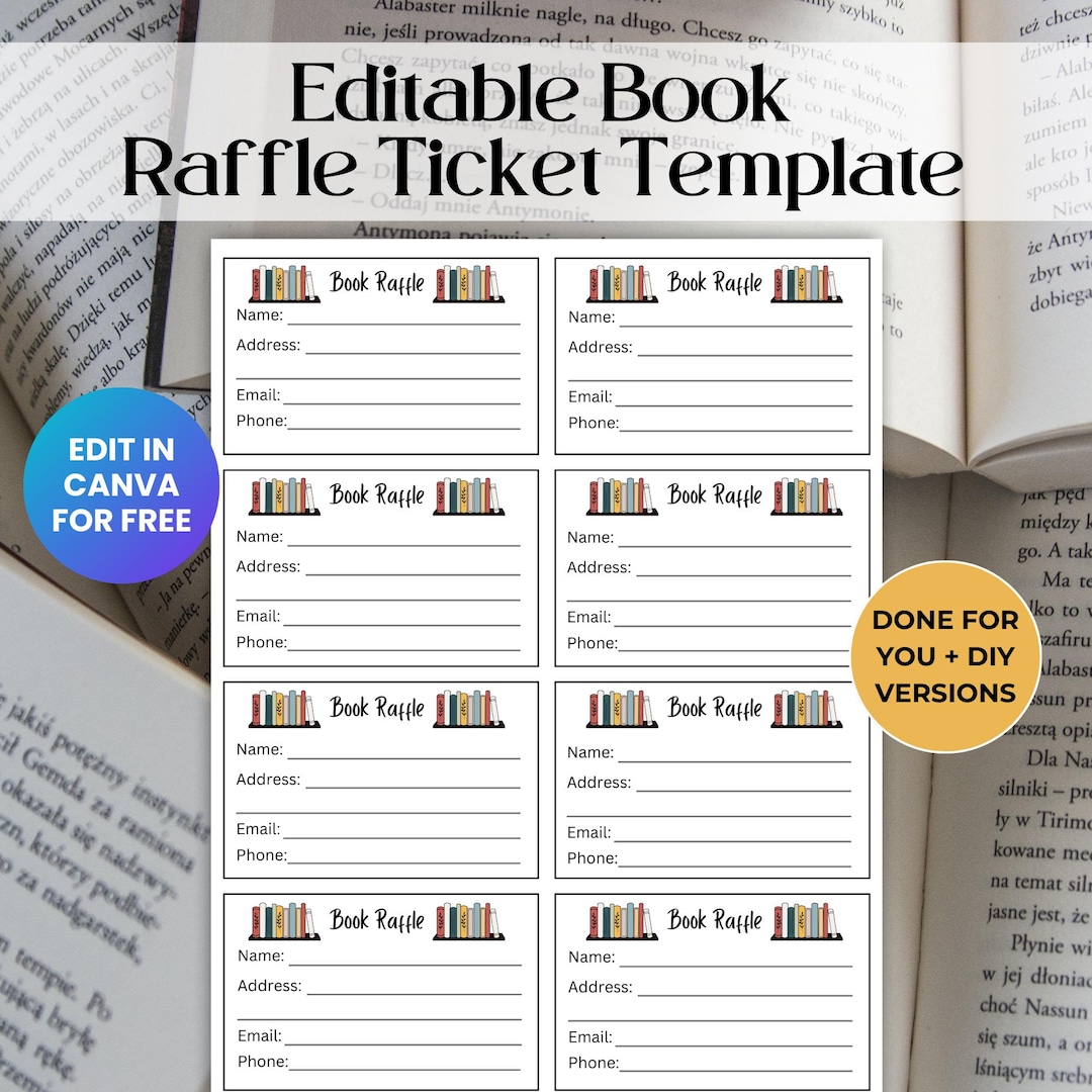 Editable Book Raffle Ticket Template, Spirit Week Fundraising Event ...