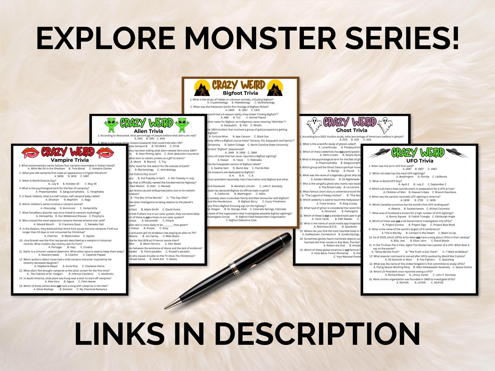 Printable Crazy Weird Alien Trivia Game, Spooky UFO Pub Trivia Night ...