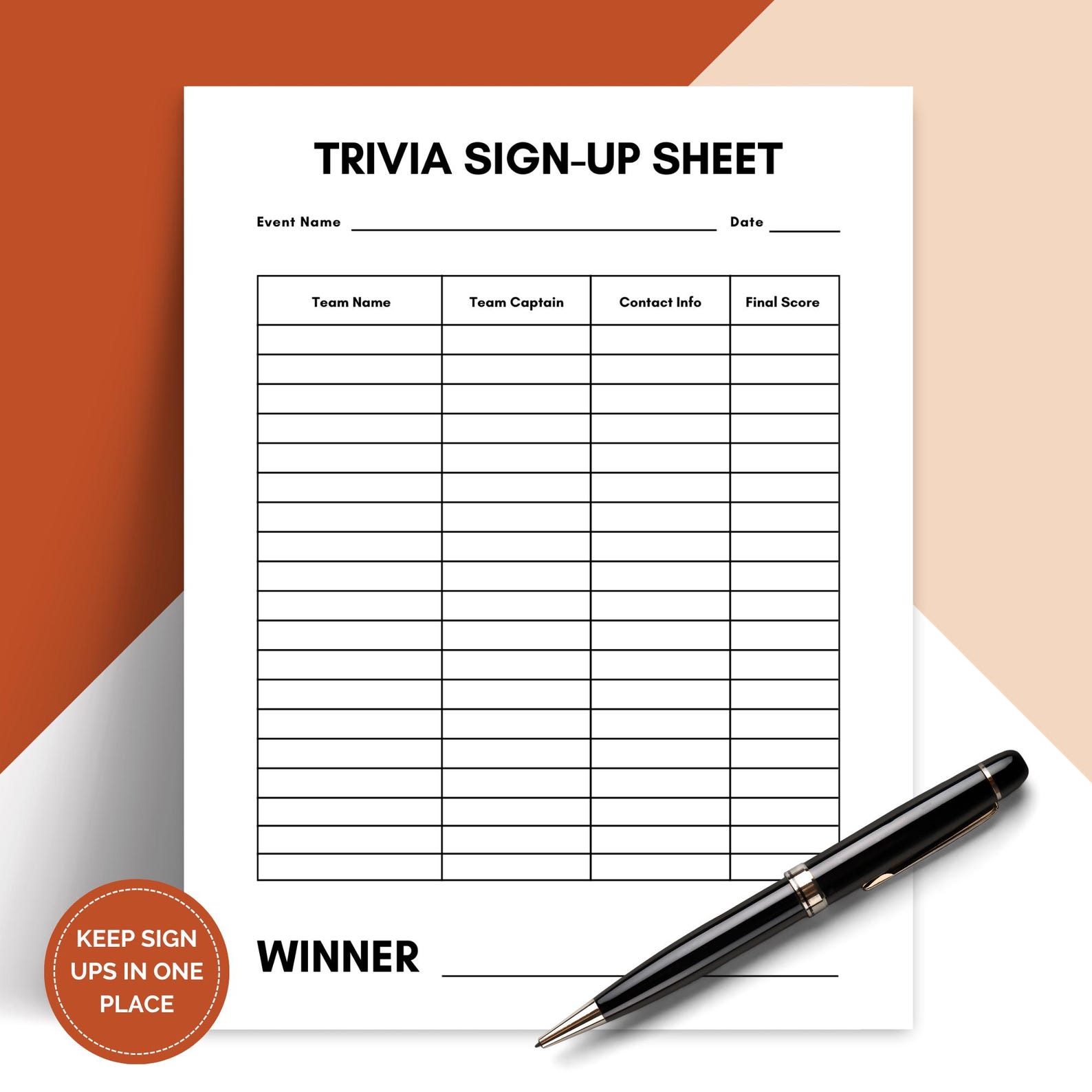 Printable Trivia Host Bundle With Trivia Score Sheet, Trivia Score Card ...