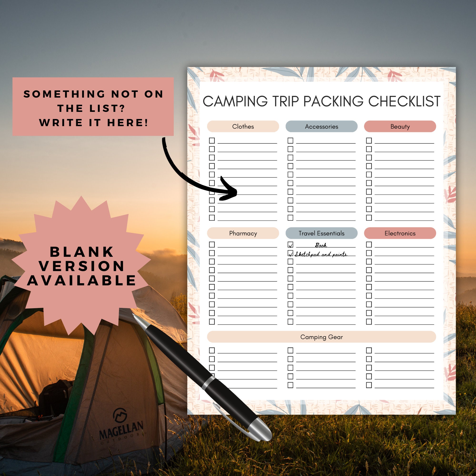 Printable Camping Essentials Checklist Minimalist, Camping Packing ...