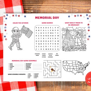 Printable Memorial Day Games Paper Placemat - Summer Fun for Everyone ...
