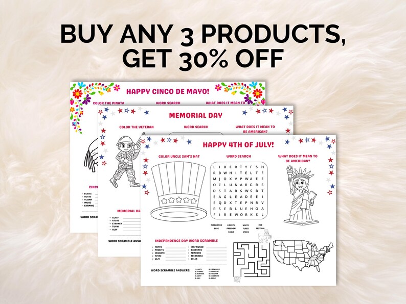 Printable Cinco De Mayo Activity Paper Placemat- Fiesta Party Games Fun ...