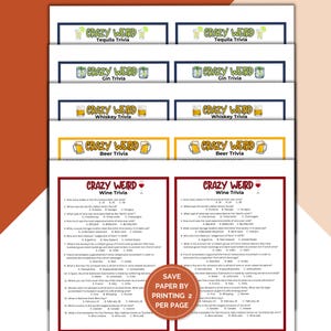 Printable Crazy Weird Alcoholic Drink Trivia Game Bundle, Pub Trivia ...